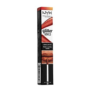 NYX PROFESSIONAL MAKEUP Glitter Goals Liquid Lipstick - Shimmy (Coral Orange With Gold Glitter)