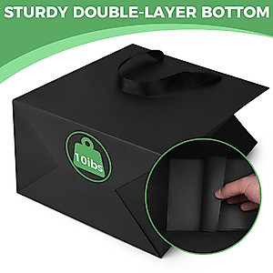 Black Gift Bags With Handles: 8x5x10 Inch 6pcs Black Paper Gags Medium Bulk For Party Shopping Birthday Wedding