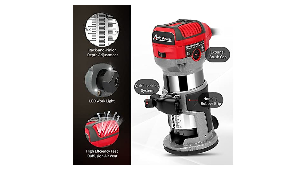 AVID POWER 1.25 HP Compact Router with Variable Speed & Accessories