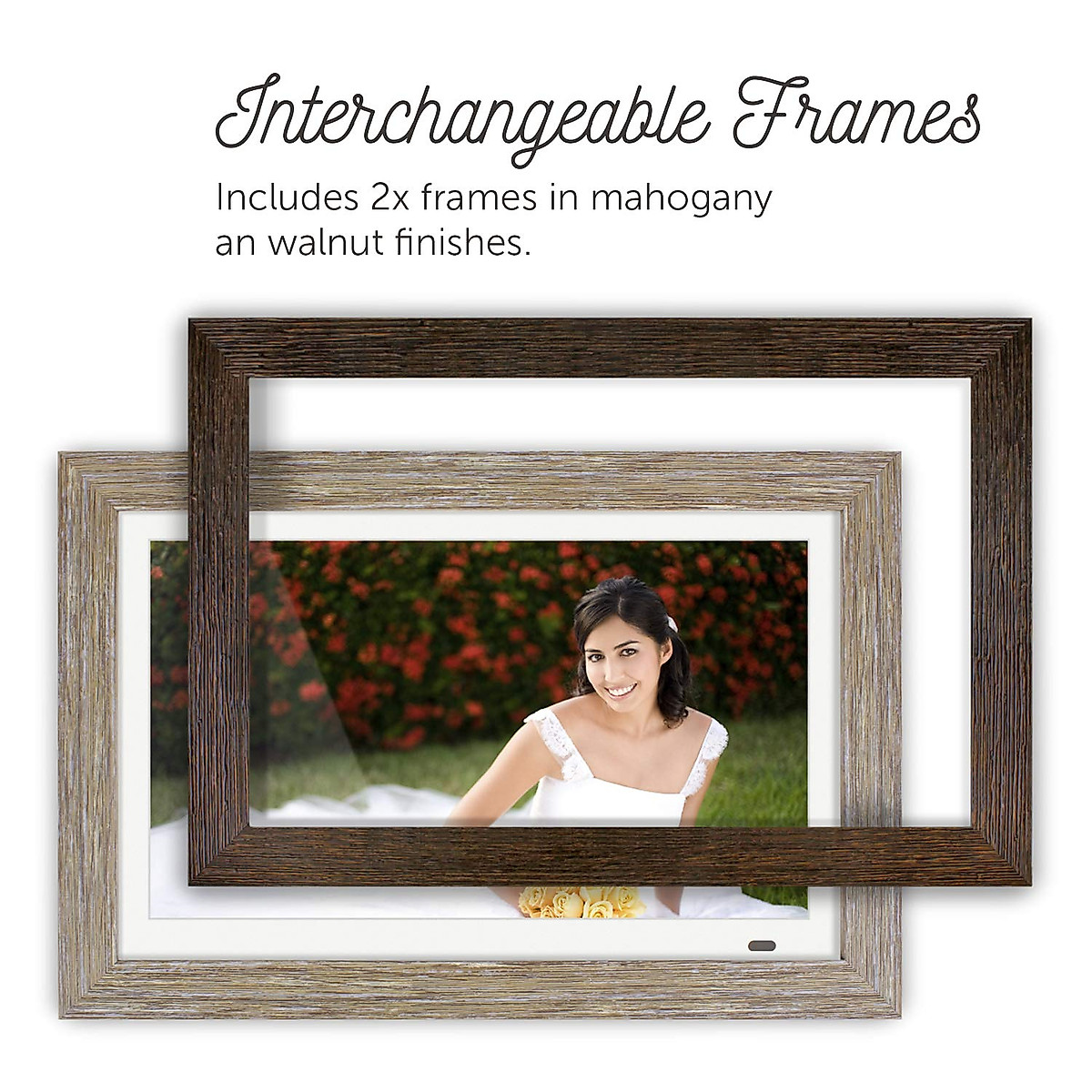 Aluratek 13" Distressed Wood Digital Photo Frame with 8GB Built-in Memory, 2 Interchangeable Frames, USB/SD/SDHC Supported, Built-in Clock & Calendar, Non-WiFi