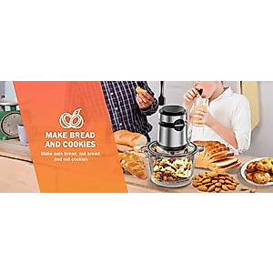 Food Processor, 500W Electric Meat Grinder Food Chopper With Two 8 Cup Bowls & 2 Bi-Level Blades, 2 Speed Kitchen Cutter For Vegetable, Onion, Garlic, Meat, Nuts, And Baby Food, Black (Black)