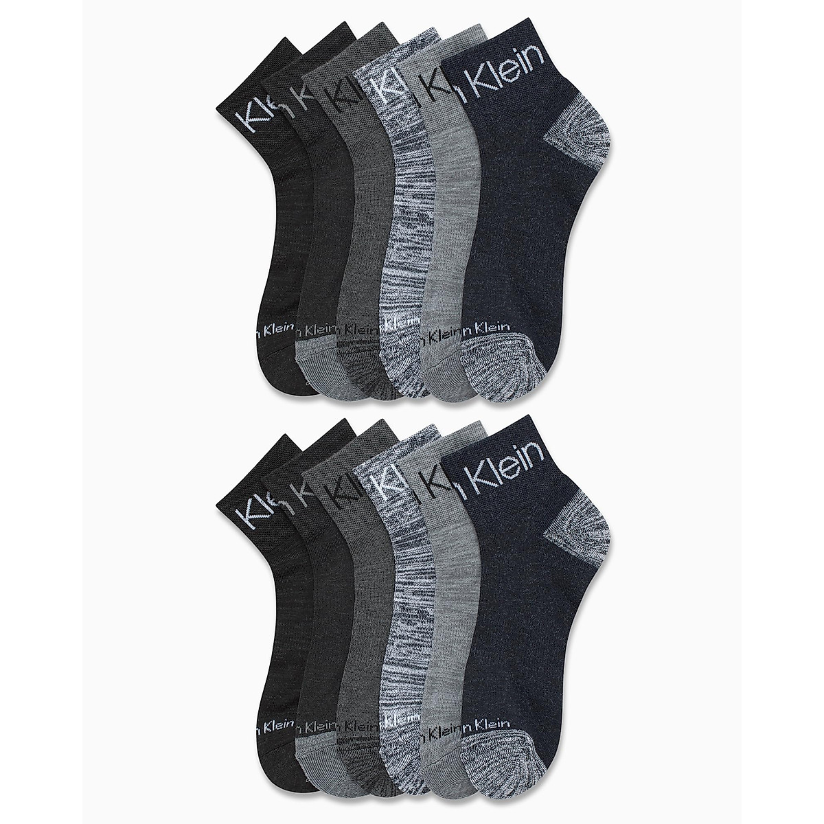 Calvin Klein Men's Socks - Athletic Cushioned Quarter Cut Ankle Socks (12 Pack), Size 7-12, Assorted