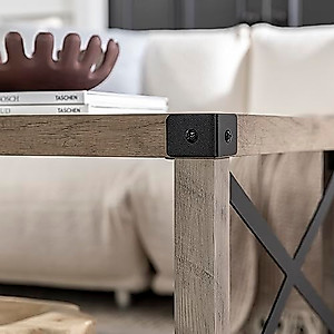 Walker Edison Sedalia Modern Farmhouse Metal X Coffee Table, 40 Inch, Grey Wash