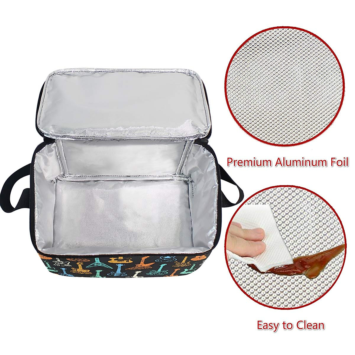 ALAZA Guitar Music Note Insulated Lunch Bag Box Cooler Bag Reusable Tote Bag Outdoor Travel Picnic Bag With Shoulder Strap for Women Men Adults Kids