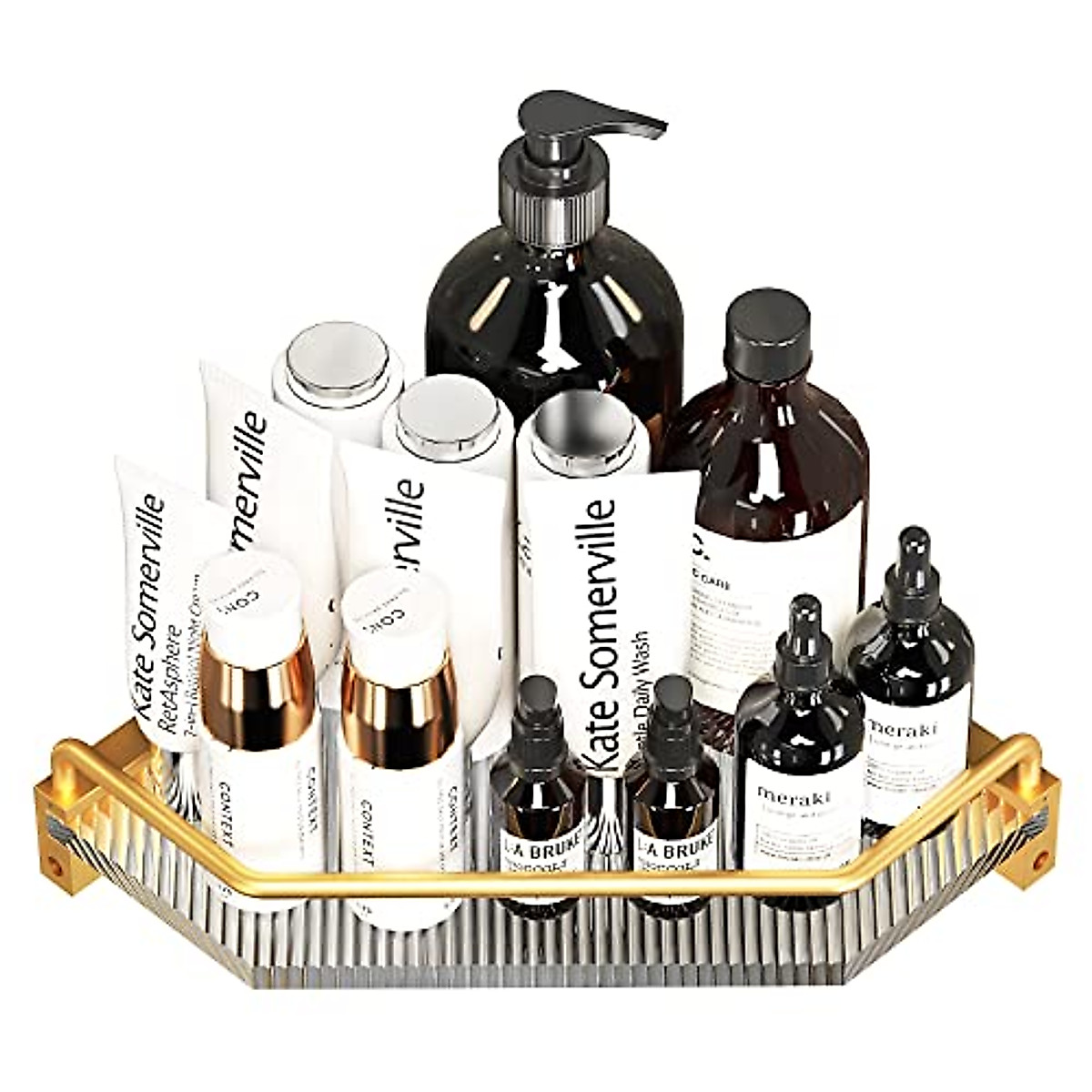 Corner Shower Caddy,Corner Shower Shelf, Shower Basket Wall Mounted,Shower Holder Organizer for Shampoo, Acrylic material, Beautiful and Generous Storage Shelf Shower Rack for Kitchen & Bathroom