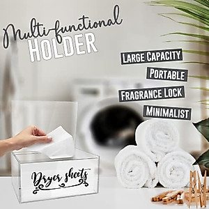 ATFANO Acrylic Dryer Sheet Holder with Strong Hinged Lid & Curved Corners for Laundry Room, Living Room, Kitchen, Farmhouse Décor & Organization, Large Size, Durable, Eco- friendly