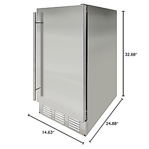 BRAMA Ice Maker Machine 50/lbs. Ice Daily Undercounter Built-in or Freestanding Stainless Steel Construction with Reversible Door and Auto Shut Off for Indoor or Outdoor Use, Metallic