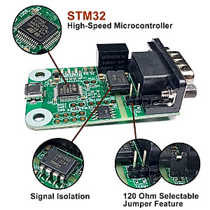 USB CAN Converter Module for Raspberry Pi 5/4/Pi3B+/Pi3/Pi Zero(W)/Jetson Nano/Tinker Board and Any Single Board Computer Support Windows Linux Mac OS Android Venus OS