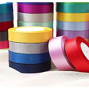 Solid Color Satin Ribbon, Kissbuty 1/2 Inch 25 Yards Gift Wrapping Ribbons Single-Sided Fabric Ribbon Embellish Ribbon Silk Ribbon Roll for Bows Crafts Gifts Party Wedding (White)