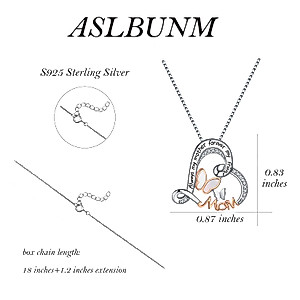 ASLBUNM Mom Necklace S925 Sterling Silver Mother Daughter Butterfly Always My Mother Forever My Friend Love Heart Pendant Necklaces Jewelry Grandmother Mom Gift
