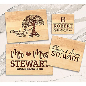 Personalized Cutting Board Wedding Gift for Couple Custom Rectangular Cutting Board Hubby Wifey Gift