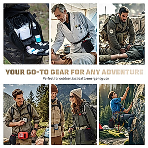 OneTigris IFAK Molle Pouch - Tactical First Aid Bag Medical Admin Pouches Trauma Kit Bag EMT MED Belt Backpack with D-Ring Hook for Outdoor Activities and Emergency Uses (Empty Bag)