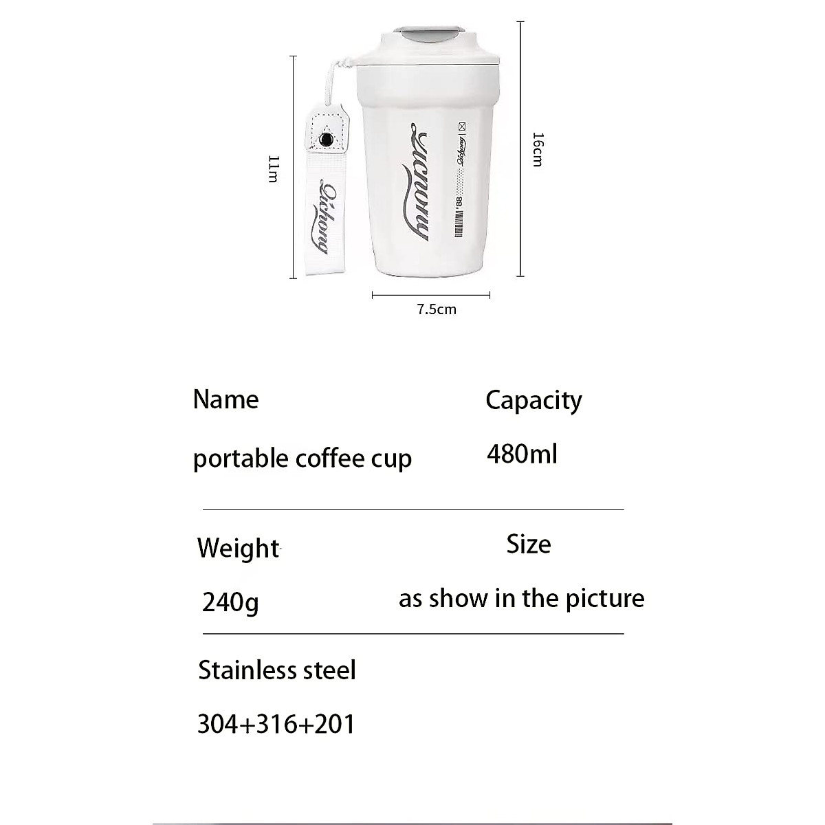 16 oz New 316 Stainless Steel Vacuum Insulated Tumbler - Coffee Travel Mug Spill Proof with Lid - Thermos Cup for Keep Hot/Ice Coffee,Tea and Beer (C)