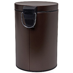 HOMEBASIX LYP0701 Small Step Round Trash Can, 7-Liter, 1.8 Gallon Venetian Bronze