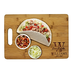 Custom Personalized Bamboo Cutting Board - Wedding Anniversary for Couples - Engraved and Monogrammed (MEDIUM - 11.5" x 8.75")