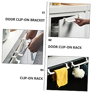 KONTONTY 4pcs Door Hook Over Door Towel Bar Cabinet Hooks Towel Hooks Wall Mounted Towel Holder Kitchen Dish Cloth Storage Rod Towel Shelf for Bathroom Towel Rack for Cabinet Hanger White