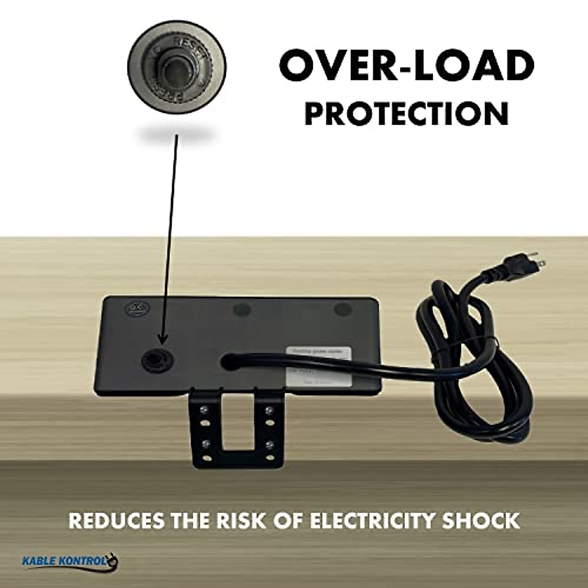 Kable Kontrol Desk Clamp Power Strip with 4 USB Ports, Desk Edge Power Charging Station, 3 Power Outlets, Fast Charger, Easy Installation for Home, Offices, Hotels – 4.9 Ft, Black