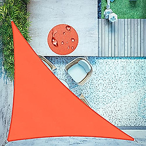 LOVE STORY Waterproof 10’×10’×14’ Triangle Orange Red Sun Shade Sail Canopy UV Resistant for Outdoor Patio Garden Backyard