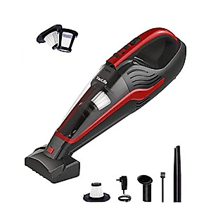 VacLife Handheld Vacuum for Pet - Hand Vacuum Cordless Rechargeable, Well-Equipped Hand Held Vacuum with Reusable Filter & LED Light, Powerful Stair Vacuum with Motorized Brush, Red (VL726)