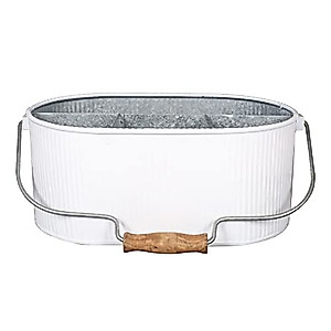 Utensil Caddy,Galvanized Bucket,Galvanized Utensil Holder,Silverware Caddy,Metal Caddy,Outdoor Utensil Caddy,Tin Utensil Holder,Utensil Caddy for Parties,Picnic Caddy,Farmhouse Utensil -White Natural