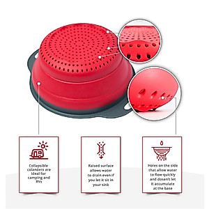Set of 3 Niklye Ultimate Kitchen Strainers includes 1-10 inch & 2-12 inch. Collapsible Silicone Colanders For Easy Storage - Use with Pasta & Veggies or as a Fruit or Berry Bowl with Strainer., large