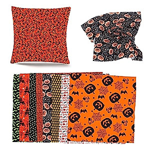 Amosfun 8pcs Pumpkin Cotton Fabric Quilt Fabric Quilting Fabric Camo Fabric Precut Fabric Scraps Sewing Craft Pre- Cut Quilt Squares Printed Craft Fabric Halloween Cloth DIY Sewing Cloth
