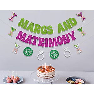 Margs And Matrimony Banner,Margarita Bachelorette Party Decor Soon to Be Bride Party Banner,Mexican Fiesta Bachelorette Cactus Bridal Wedding Engagement Party Decor Supplies Green & Rose Red