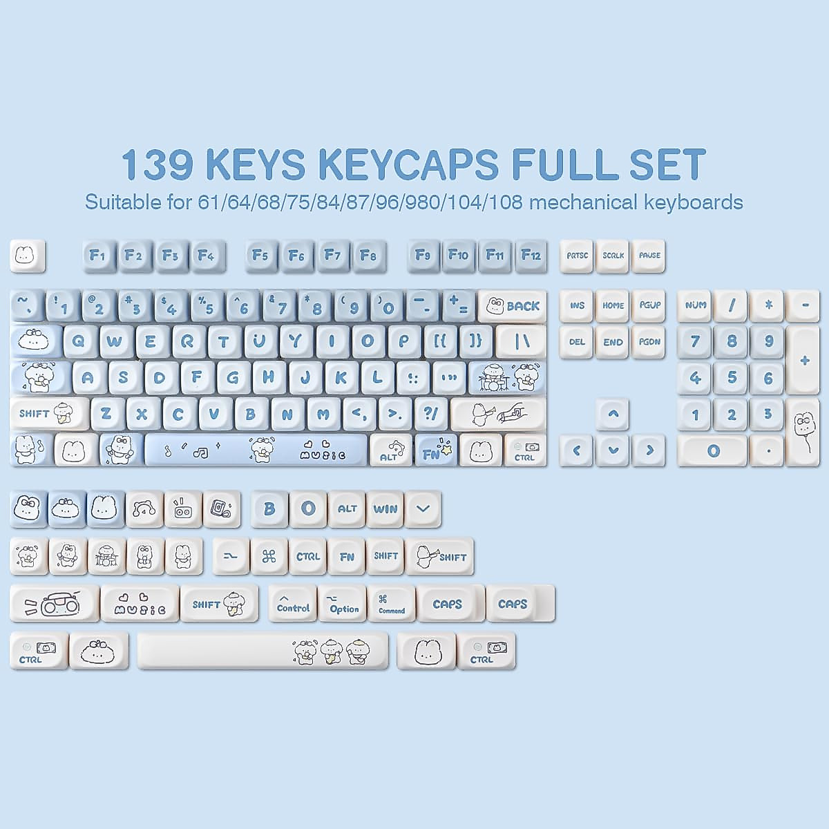 JOMKIZ 139 Keys PBT Keycaps,MOA Profile Keycaps Dye Sublimation Customized ANSI Layout Keycaps Set for Cherry MX Magnetic Switches Mechanical Keyboards