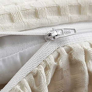 SFYZ HOME Fabric French Chair Cushion with Ties,Simple Not-Slip Soft seat Pad,Thick Rustic Ruffled Skirt Seat Cover for Dinner Chair (Brown,43x45cm(17x18inch))