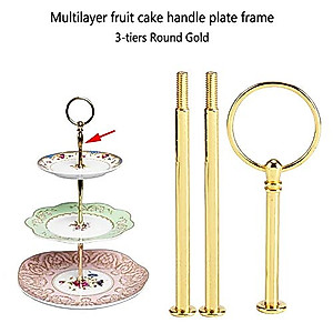 (Pack of 3) Multi-tiers Cake Cupcake Tray Stand Handle Fruit Plate Hardware Fitting Holder(3-tiers Crown-Silver)