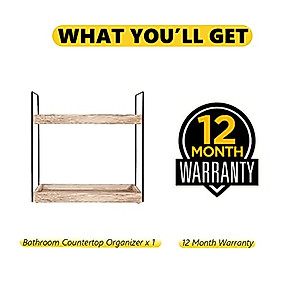 Bathroom Counter Organizer, Vanity Organizers and Storage Tray, Bathroom Countertop Shelf, Bathroom Under Sink Organizer, Rustic Bathroom Kitchen Coffee Station Decor (2 Tier)