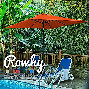 ROWHY Square8×8ft Patio Table Market Umbrella Outdoor Portable Garden Sunshade with Push Button Tilt and Crank Lift System UV Protection Waterproof Sunproof for Lawn Garden, Deck, Backyard ORANGE