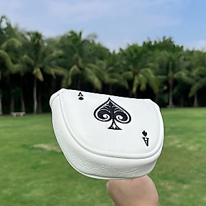 Montela Golf Putter Cover Poker Ace Mallet Putter Headcover Blade Putter Covers Golf Club Covers Leather Golf Putter Head Covers with Magnetic for Scotty Cameron Odyssey Ping Custom&Non-Custom