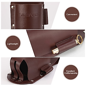 TAGVO Beer Holster, Leather Classic Beer Holster Bottle Holders - Brass Whistle Bottle Opener Included, Gift for Men Father Day