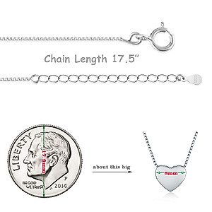 WRISTCHIE 925 Sterling Silver Tiny Minimalism Floating Heart Necklace 17.5" (Silver) (Box Chain)