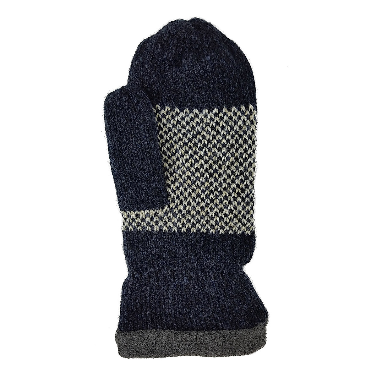 BRUCERIVER Mens Snowflake Knit Mittens with Warm Thinsulate Fleece Lining (XXL, Black)