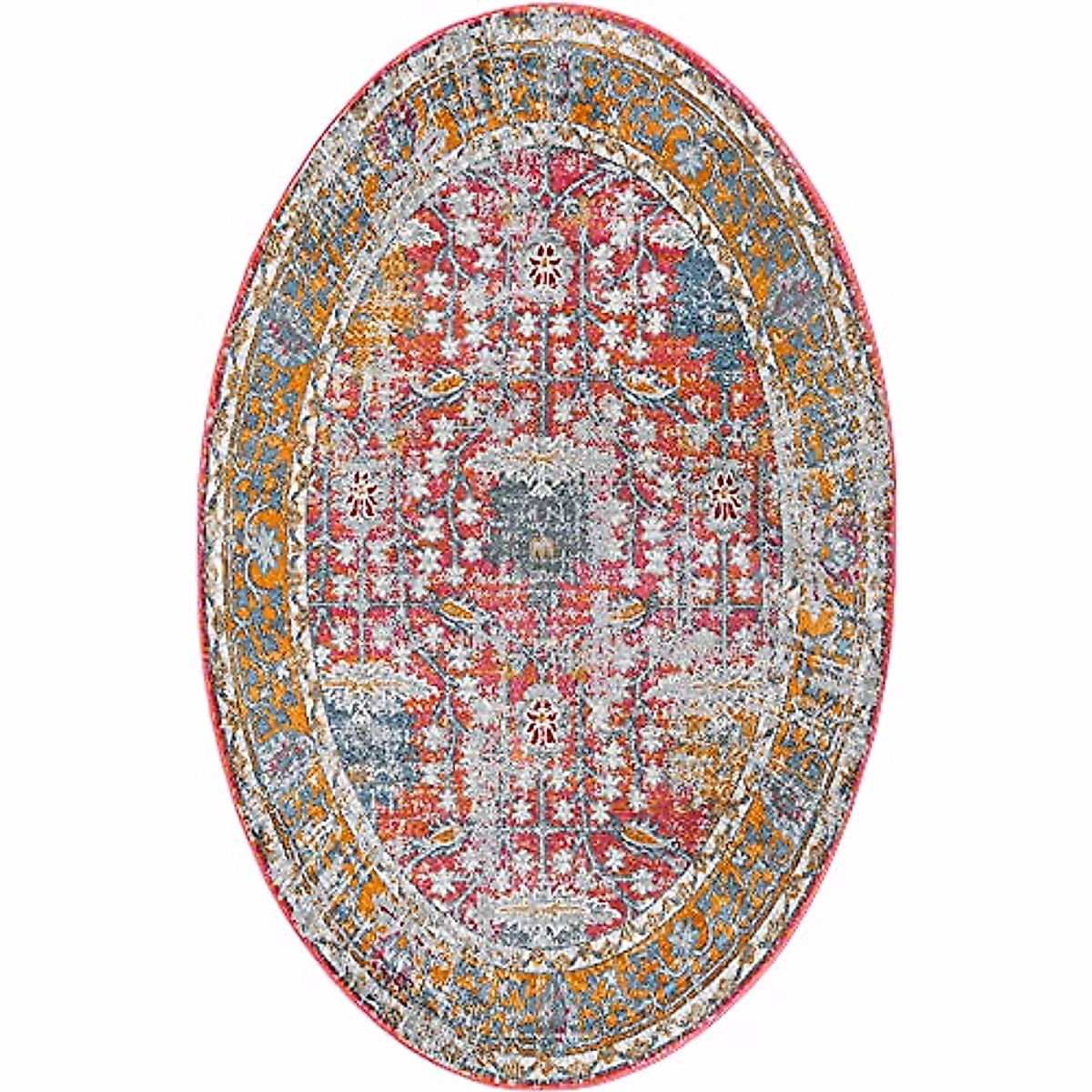 Rugs.com Paragon Collection Rug – 5' x 8' Oval Pink Medium-Pile Rug Perfect for Living Rooms, Large Dining Rooms, Open Floorplans