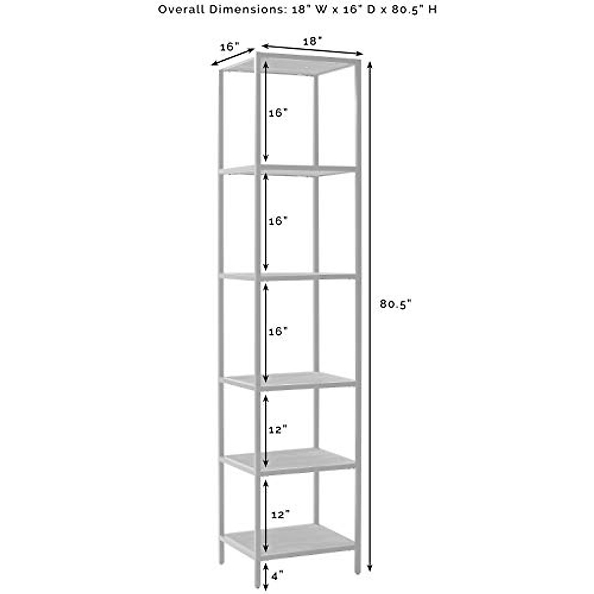 Crosley Furniture Jacobsen Narrow Etagere, Brown Ash