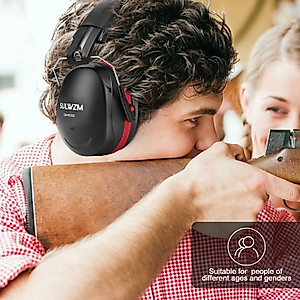 SULWZM Hearing Protection Ear Muffs,NRR 28db Noise Cancelling for Shooting, Mowing, Construction,Red