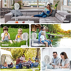 SDYXJ Portable Fan Rechargeable, Stand & Table fan Folding Telescopic & Adjustable Height for Office Home Outdoor Camping with remote (white)