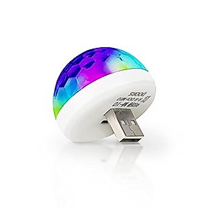 M10 - USB Mini Disco Light, Party Lights Ball Sound Activated, DJ Disco Ball Stage Lights-Multi Colors LED Car Atmosphere Light, Magic Strobe Light, Pool, Club, Karaoke (Mini Disco Ball)