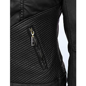 Lock and Love LL WJC747 Womens Dressy Vegan Leather Biker Jacket S BLACK