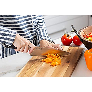 Saken 8-Inch Chef’s Knife - High-Carbon German Steel Chef Knife with Ergonomic Wooden Handles - Professional Multipurpose Kitchen Knife for Slicing, Chopping, Mincing, Deboning, And More