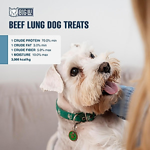 Big Lu - Beef Lung Dog Treats, Premium 100% Beef, All-Natural Dog Chews, Rich in Glucosamine and Chondroitin for Joint Health, Bite-Sized Chunks (12 Ounce)