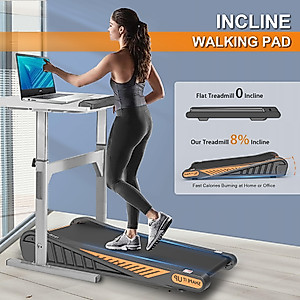 2 in 1 Under Desk Treadmill with Handlebar, Foldable Treadmills for Home, Walking Pad Mini Treadmill 8% Incline, 280 lb Capacity, 2.5HP