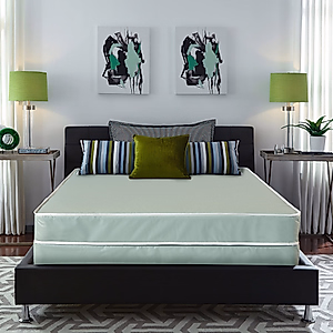 Greaton, 9-Inch Medium Firm Water-Resistance Vinyl Innerspring Mattress and 4” Wood Box Spring with Metal Frame, Experience Superior Support and Comfort with Clean and Safe Sleep, Full XL, Green