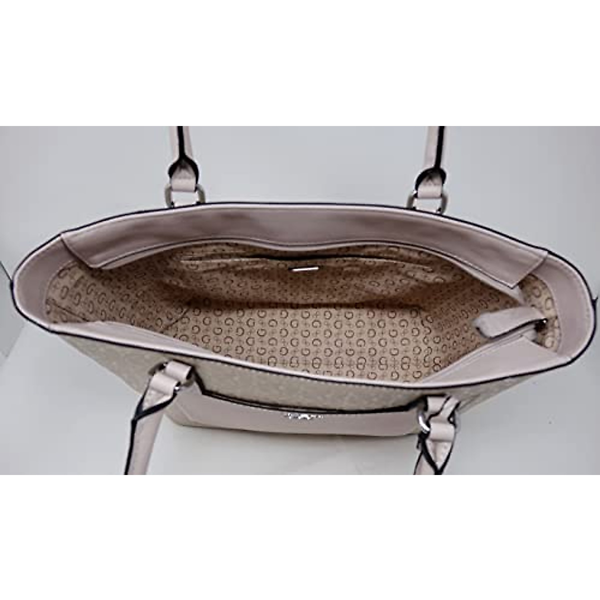 GUESS Women's Rose Dust Rose Gold Patent Logo Debossed Tote Bag Handbag Purse