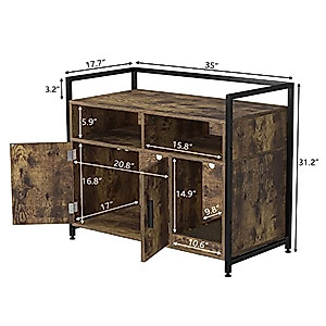 GDLF Iron & Wood Sturdy Structure Large Pet Crate Cat Washroom Hidden Cat Litter Box Enclosure Furniture as Nightstand with Cat Scratch Pad Easy Assembly (Brown)