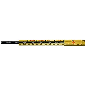US Tape 55160 Rhino Fiberglass Folding Ruler 5/8" x 6' Carp with 6" sliding extension, Yellow