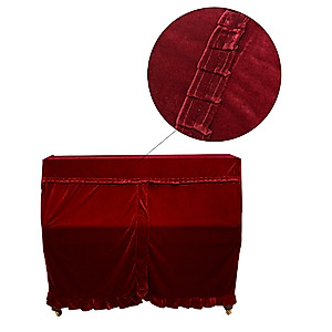 Upright Piano Cover, Colorfast Pleuche Full Piano Dust Proof Decorated Cover(Red)
